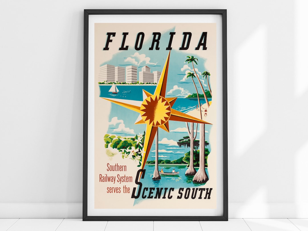 Florida Travel Poster, Miami Poster, Vintage Miami Print, Miami Gifts ...