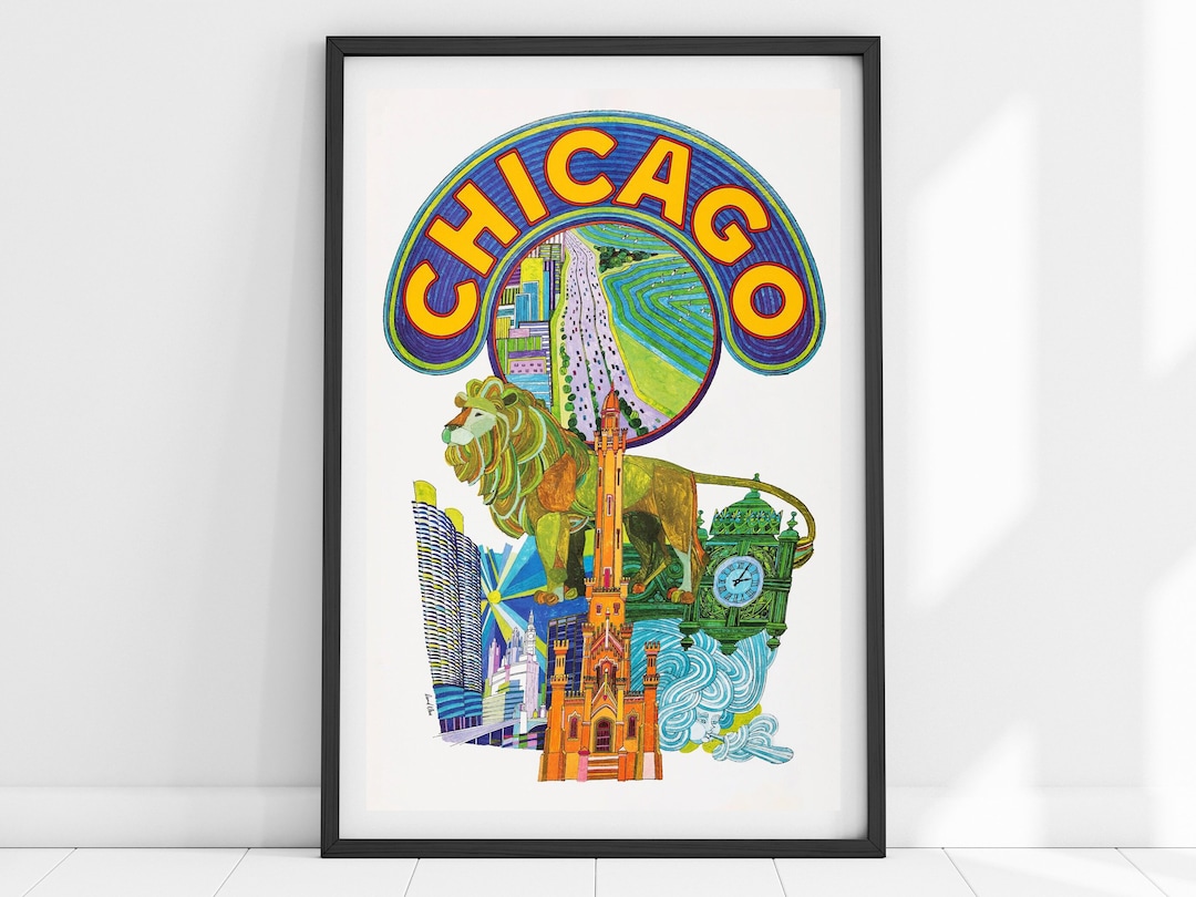 Chicago Travel Poster, Vintage Chicago Print, Chicago Wall Art, Chicago ...