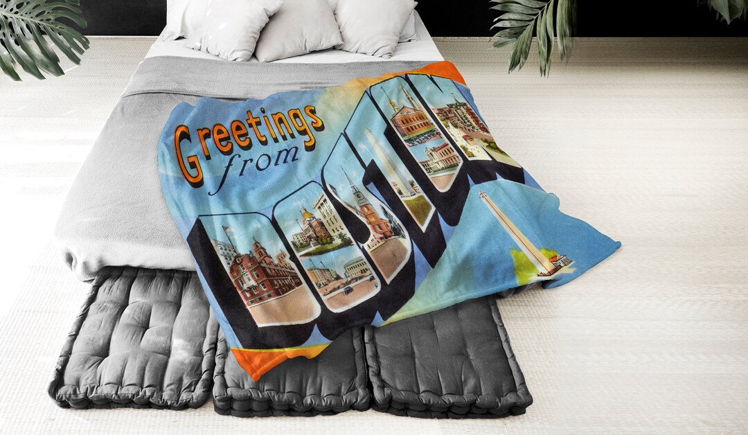 Boston Blanket, Boston Map Blanket, Fleece Blanket, Boston Airbnb Decor ...