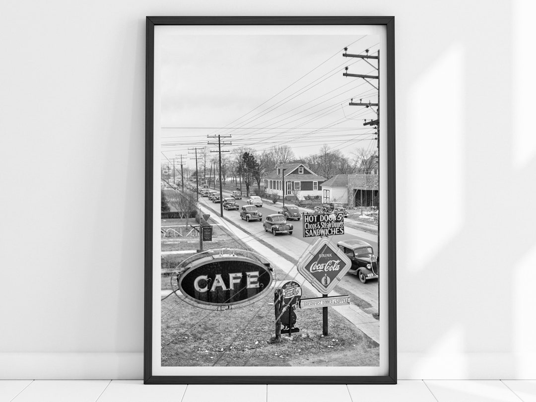 Vintage Cafe Print, Coffee Poster, Coffee Shop Print, Sidewalk Cafe ...