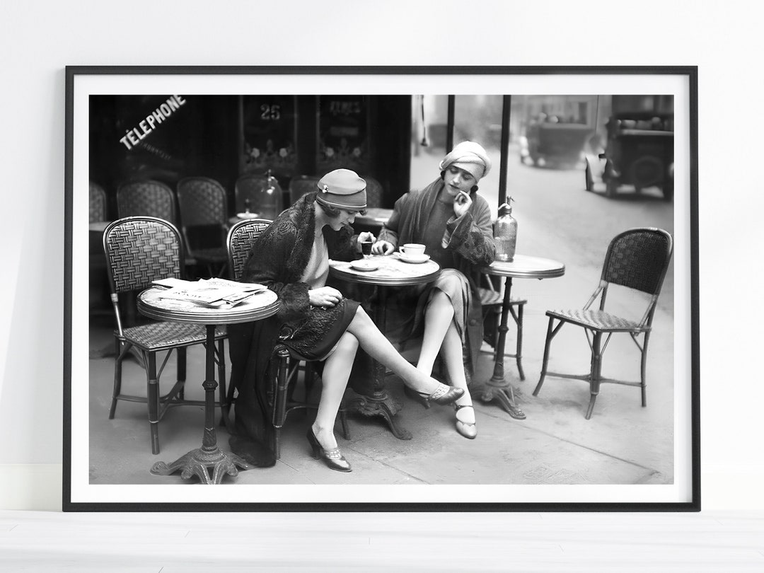 Vintage Cafe Print, Black and White Art, Paris Print, Outdoor Cafe ...