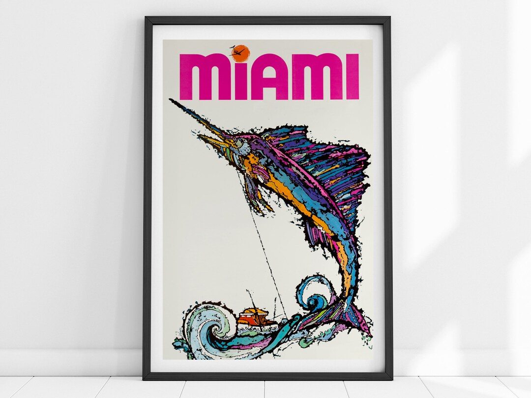 Miami Travel Poster, Miami Poster, Vintage Miami Print, Miami Gifts ...