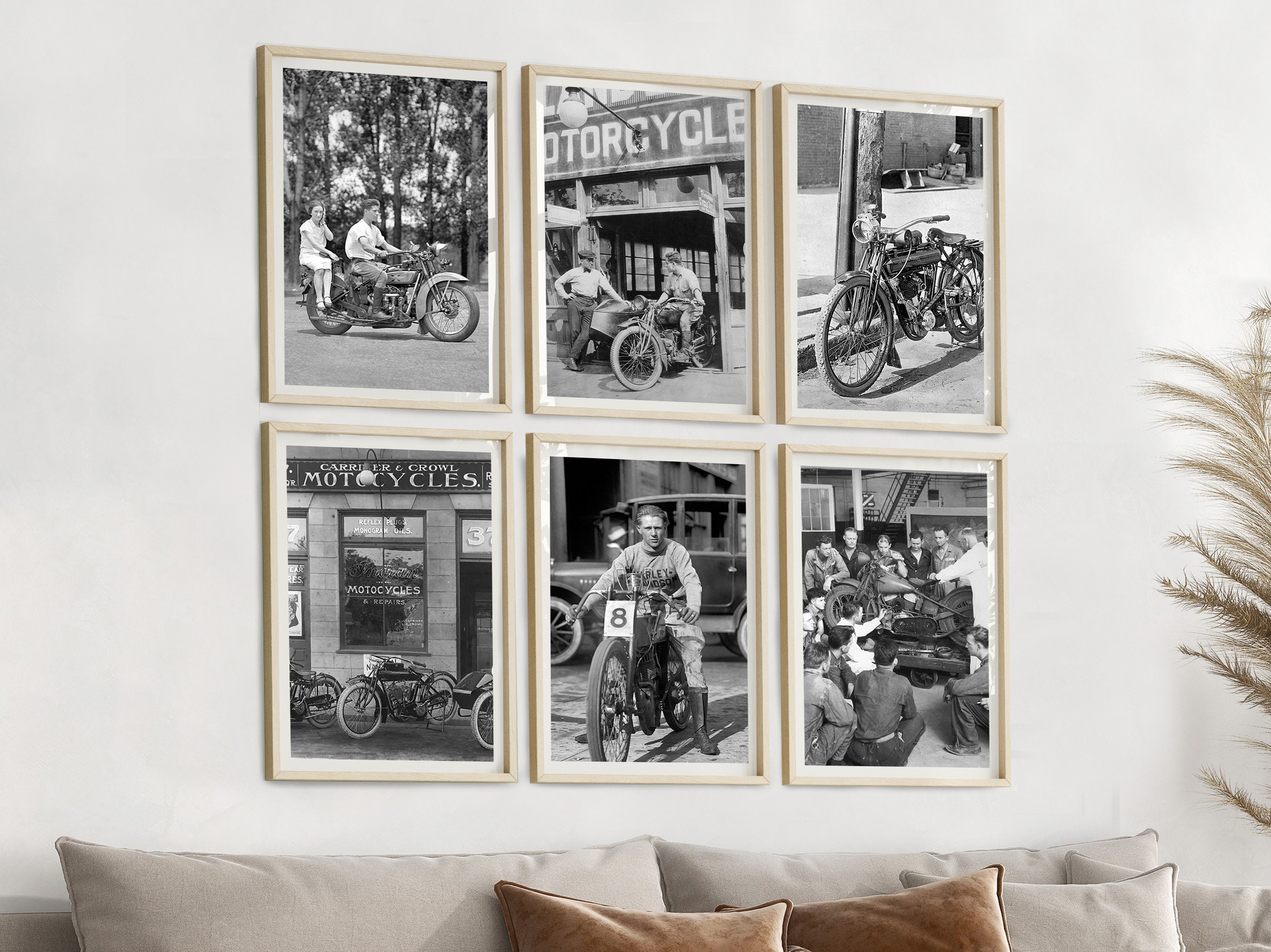 Vintage Motorcycle Prints, Motorcycle Poster, Set of 6 Prints, Black ...