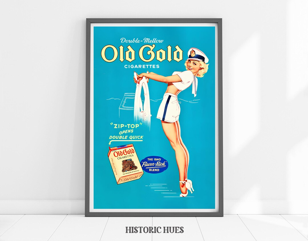 Vintage Cigarette Poster, Cigarette Wall Art, Smoking Poster, Cigarette ...