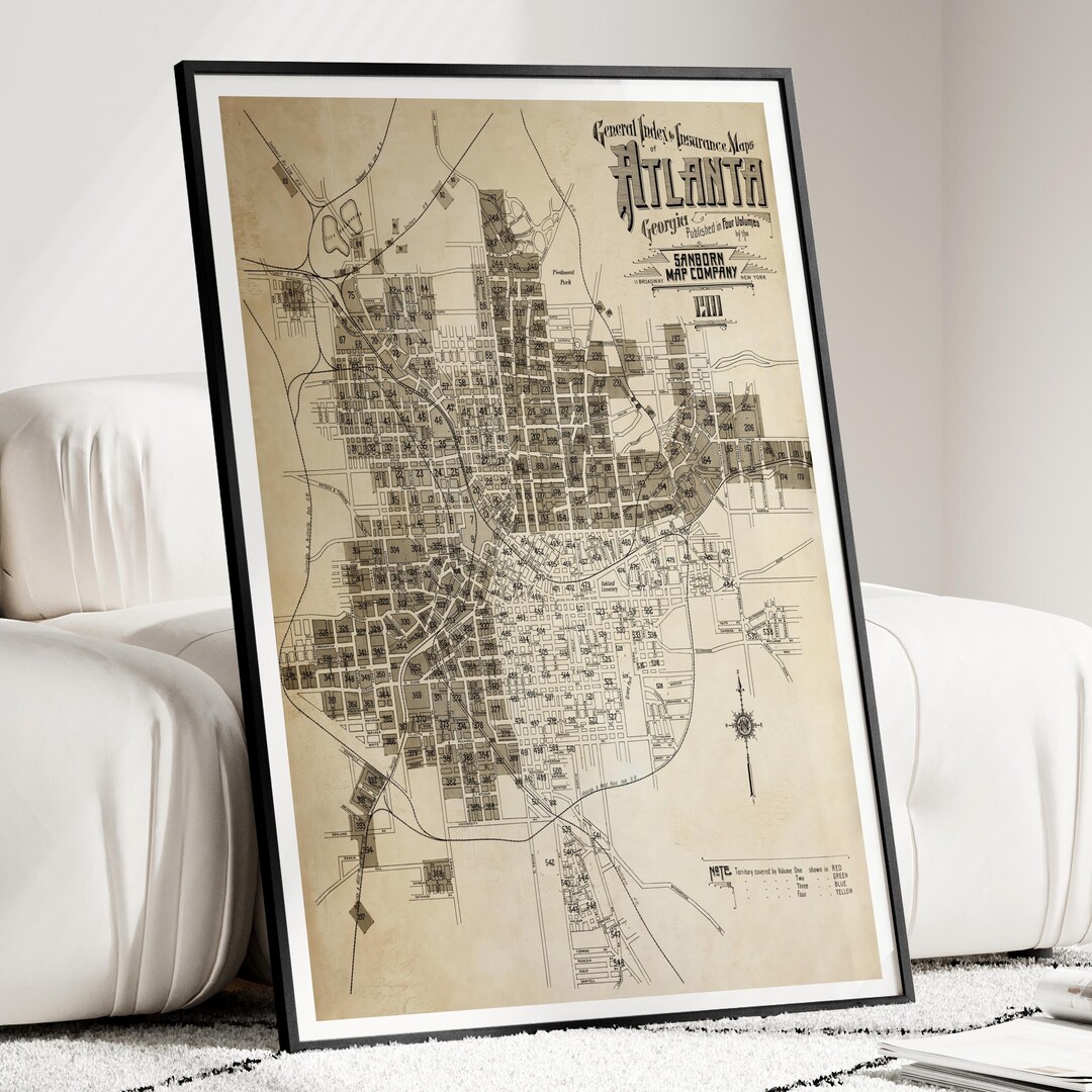Atlanta Map, Old Map of Atlanta, Vintage Atlanta Print, Atlanta Georgia ...