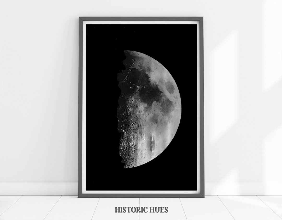 Vintage Moon Wall Art, Moon Print, Moon Photography, Moon Phase Print ...