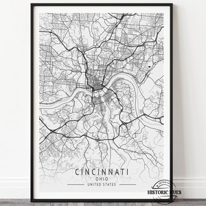 Vintage Cincinnati Prints, Cincinnati Wall Art, Cincinnati Black and ...