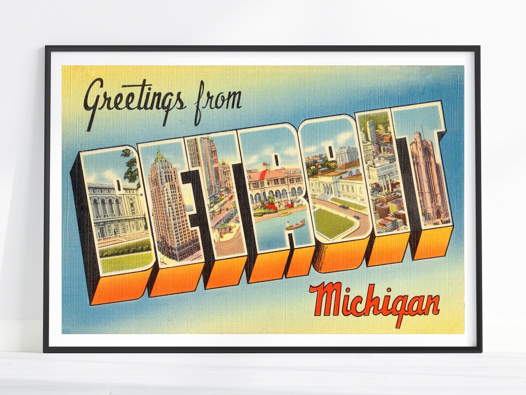 Vintage Detroit Print, Detroit Wall Art, Detroit Poster, Detroit Art ...