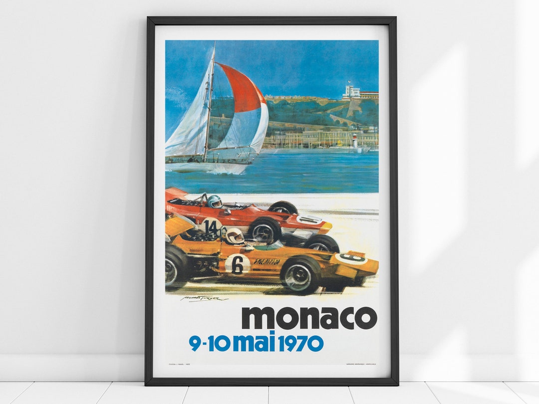 Monaco Print, Vintage Wall Art, Travel Poster, Grand Prix Monaco, Grand ...