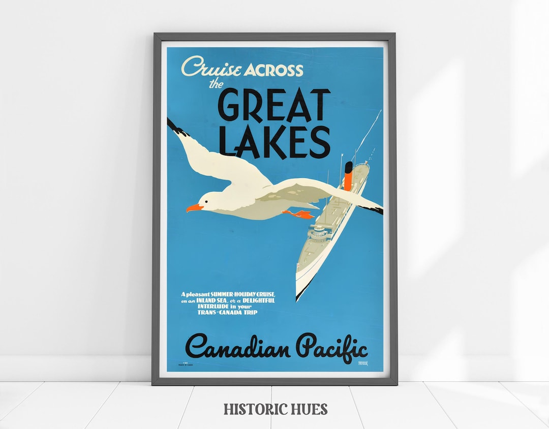 Vintage Great Lakes Poster, Retro Wall Decor, Vintage Travel Poster Art ...