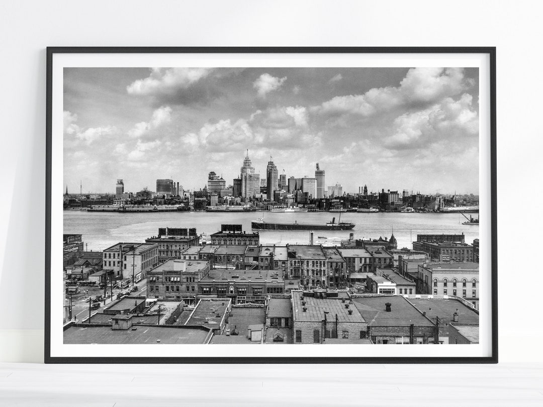 Vintage Detroit Print, 1929 Detroit Skyline, Detroit Wall Art, Detroit ...