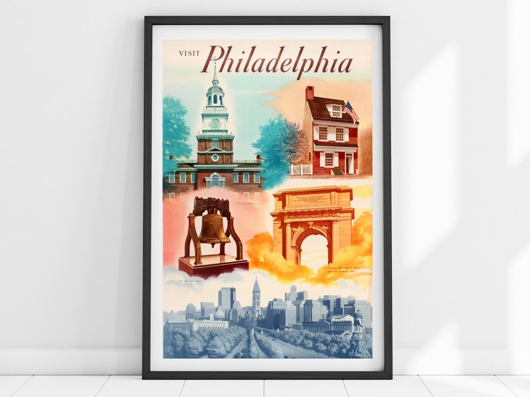 Philadelphia Travel Poster, Vintage Wall Art, Philadelphia Print ...
