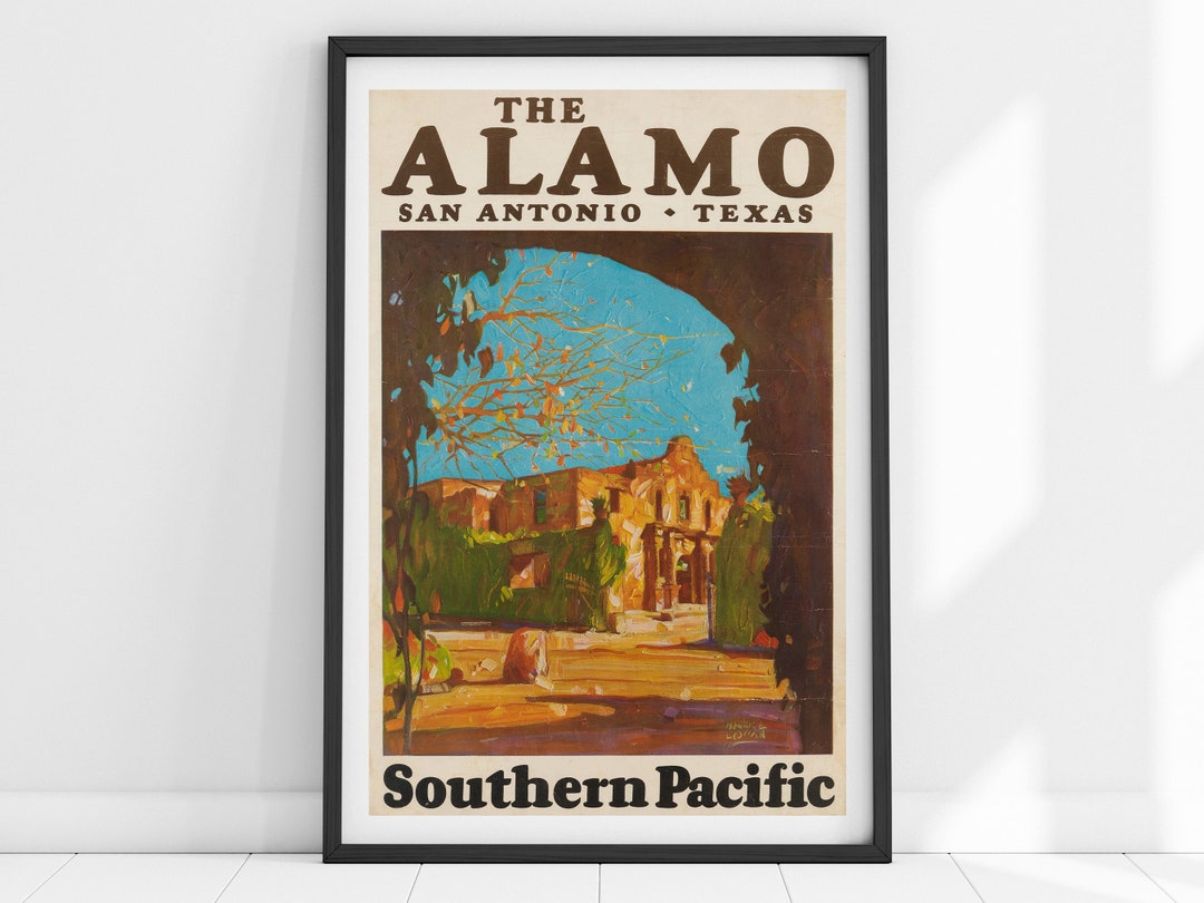 Alamo Print, Vintage Wall Art, Texas Travel Poster, Alamo Poster, San ...