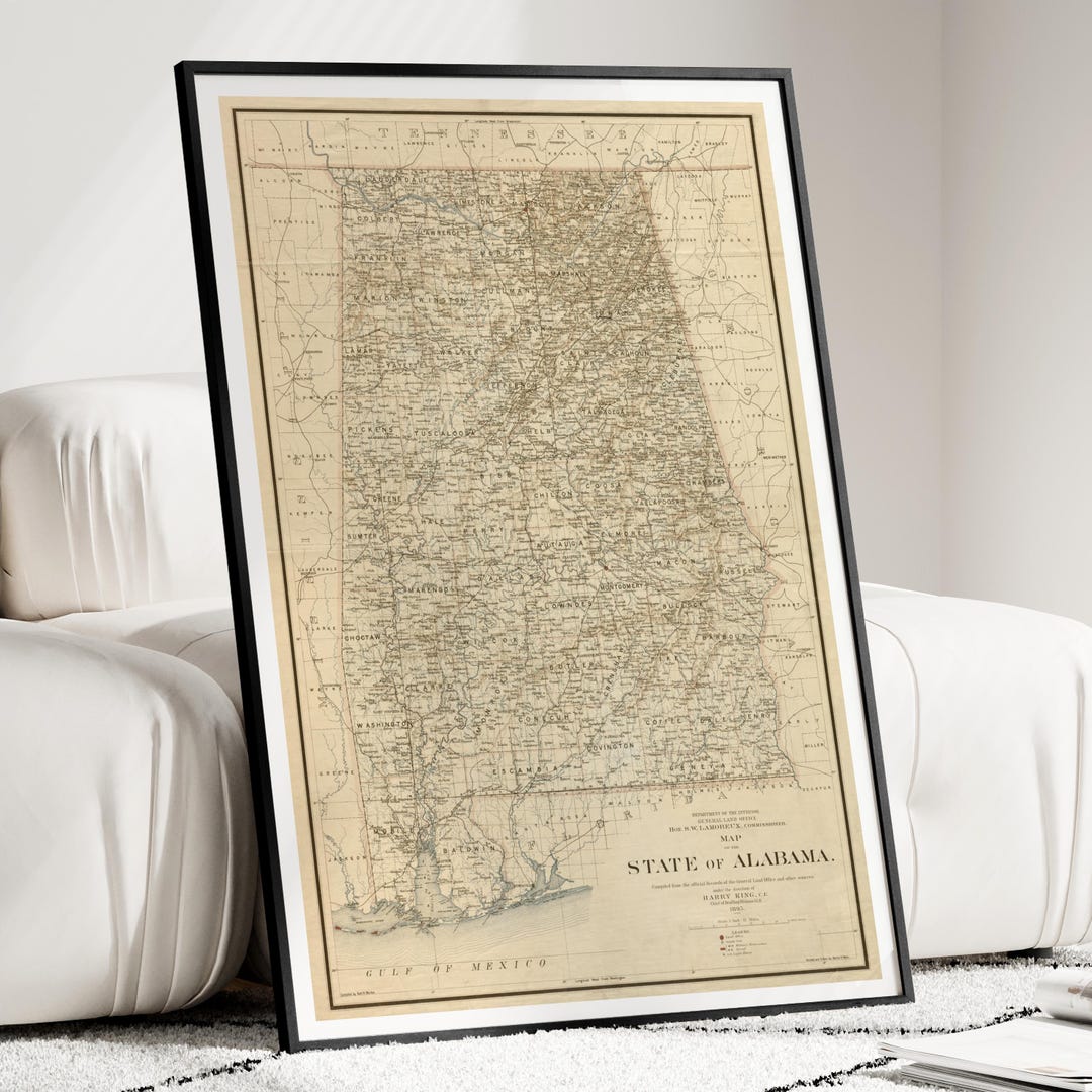 Alabama Map, Alabama Map Print, Alabama Print, Alabama Wall Art ...