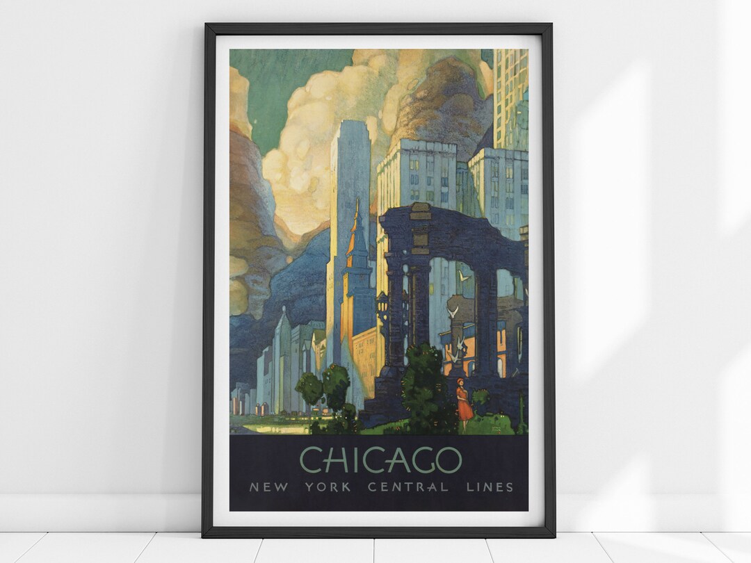 Chicago Travel Poster, Vintage Chicago Print, Chicago Wall Art, Chicago ...
