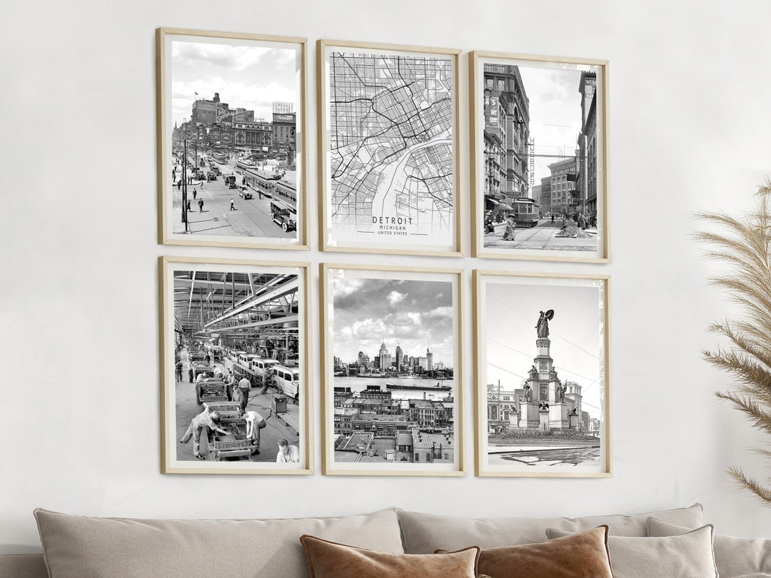 Vintage Detroit Prints, Detroit Wall Art, Detroit Prints, Black and ...