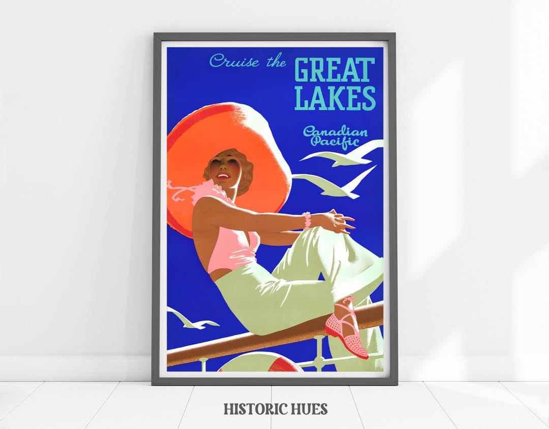 Great Lakes Travel Poster, Great Lakes Art, Great Lakes Print, Lake ...
