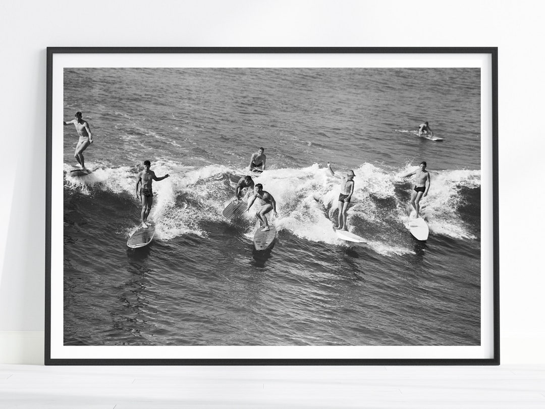 Vintage Surfing Print, Surfboard Poster, Black and White, Surf Poster ...