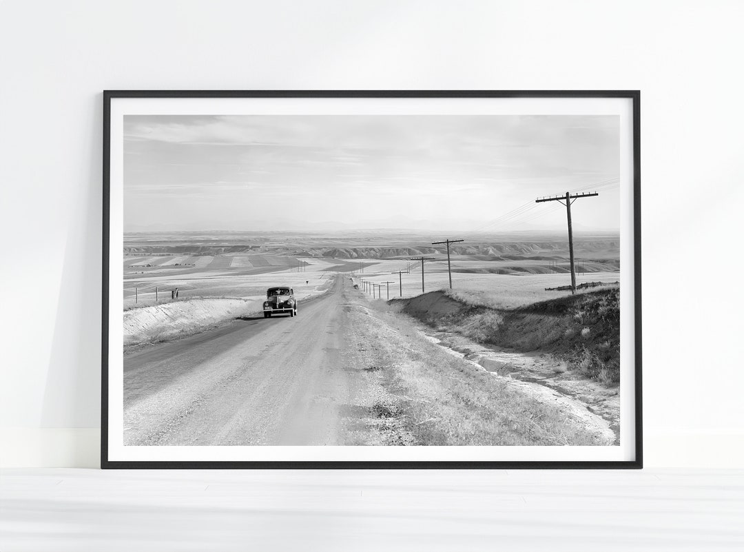 Vintage Montana Print, Cowboy Print, Country Road Print, Black and ...