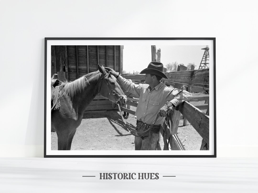 Vintage Cowboy Print, Cowboy Poster, Cowboy Wall Art, Black and White ...
