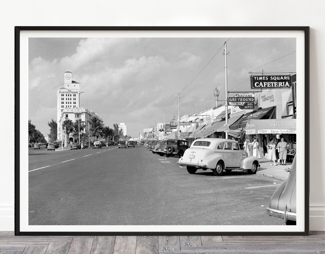 Vintage Miami Print, 1939 Miami Wall Art, Black and White Photography ...