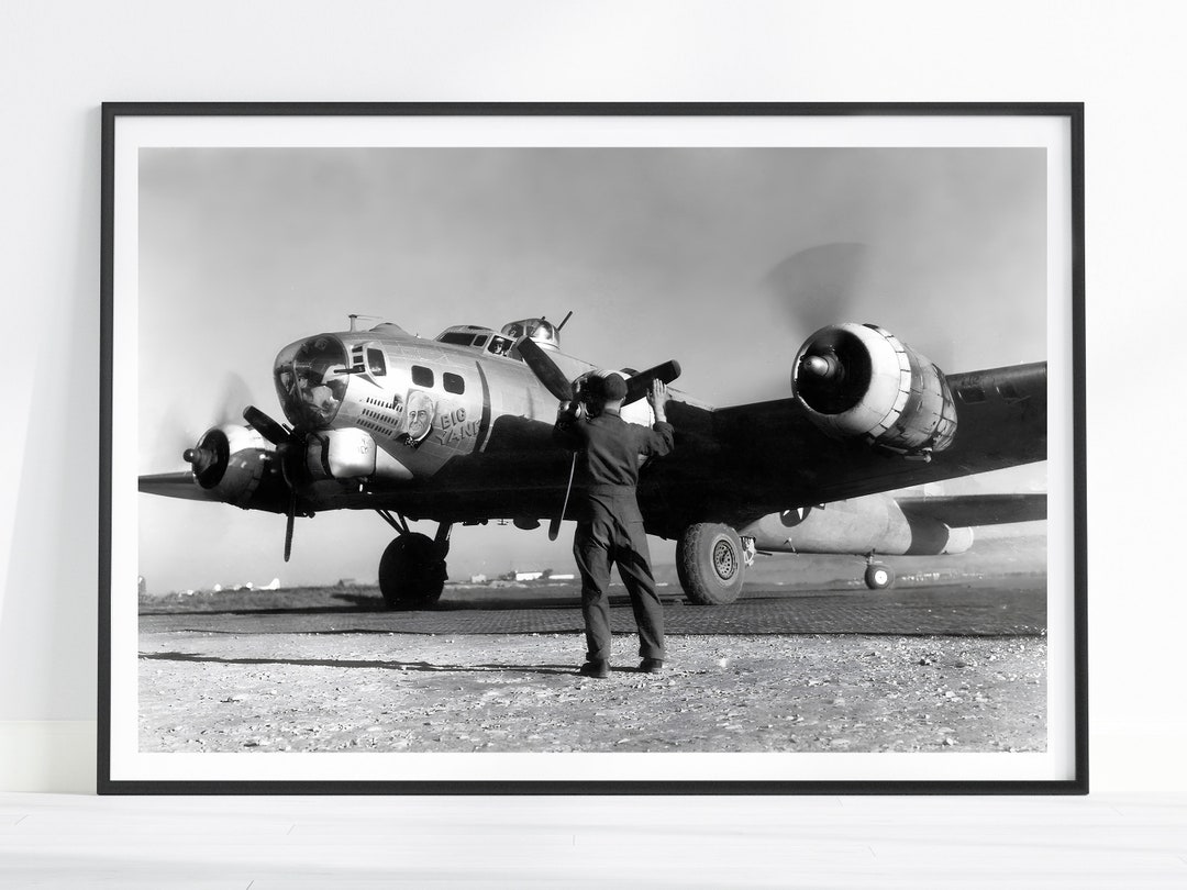 Vintage Plane Print, Flying Fortress Art, B17 Print, B-17 Bomber Print ...