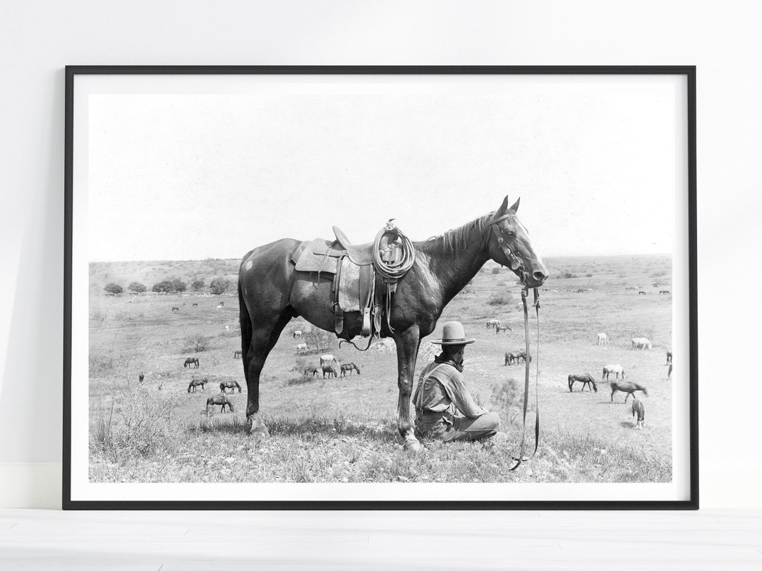 Vintage Cowboy Print, Cowboy Print, Cowboy Wall Art, Black and White ...