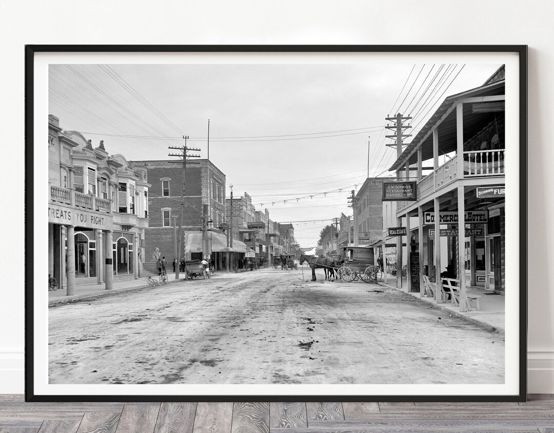 Vintage Miami Print, 1908 Miami Wall Art, Black and White Photography ...