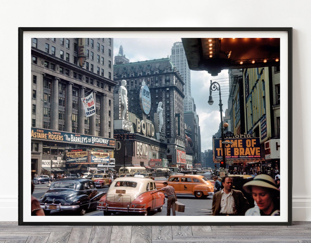 Vintage Times Square Print 1957 Retro New York City Print, New York ...