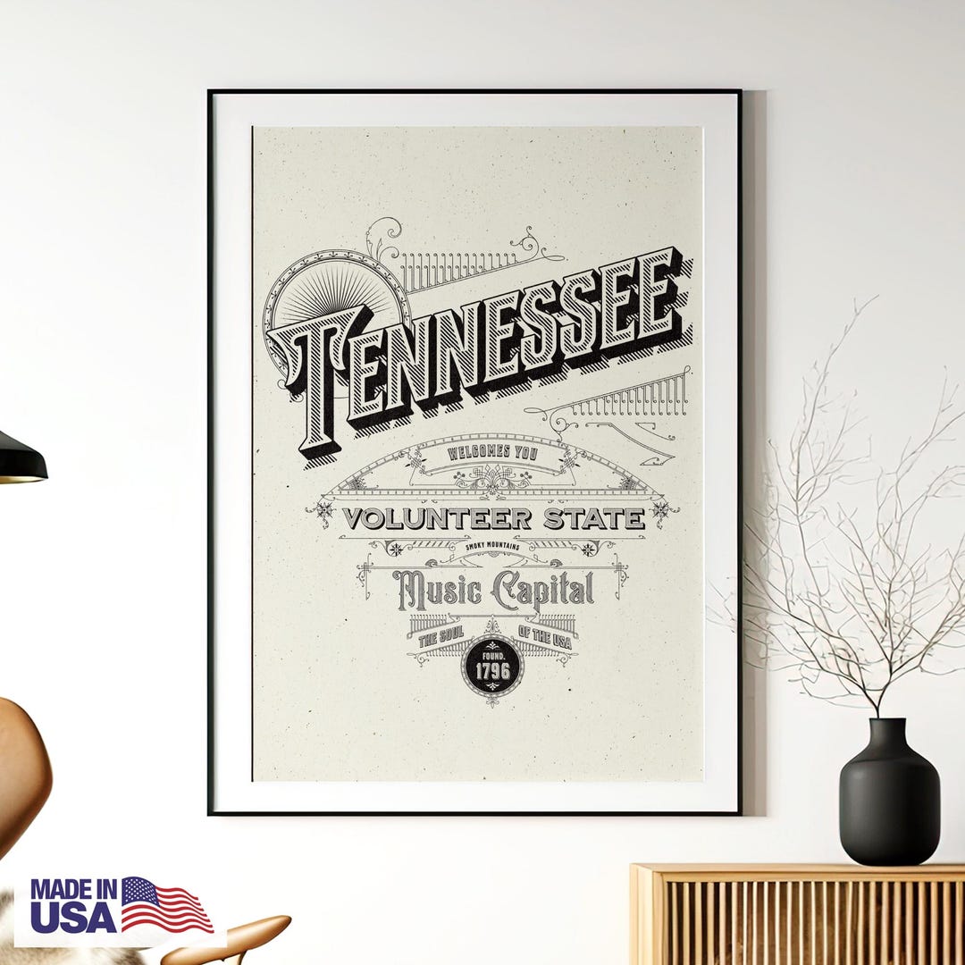Tennessee Print, Tennessee Wall Art, Tennessee Poster, Tennessee Map ...