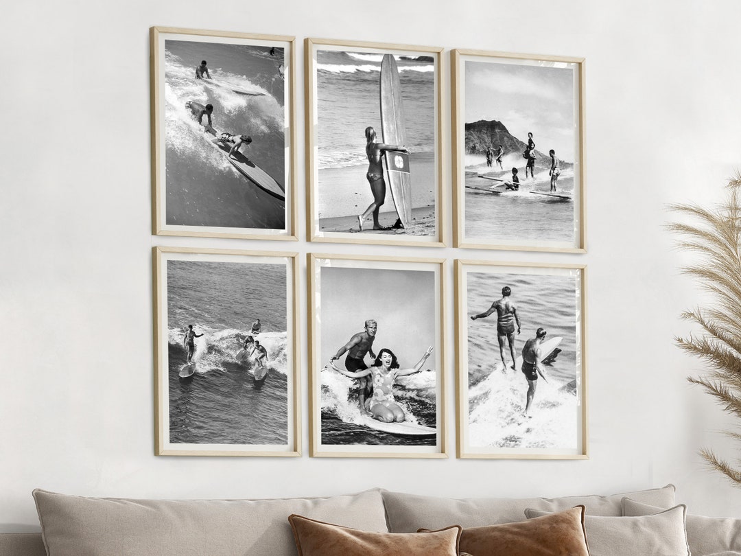 Vintage Surfing Prints, Surfboard Poster, Black and White, Surfing ...