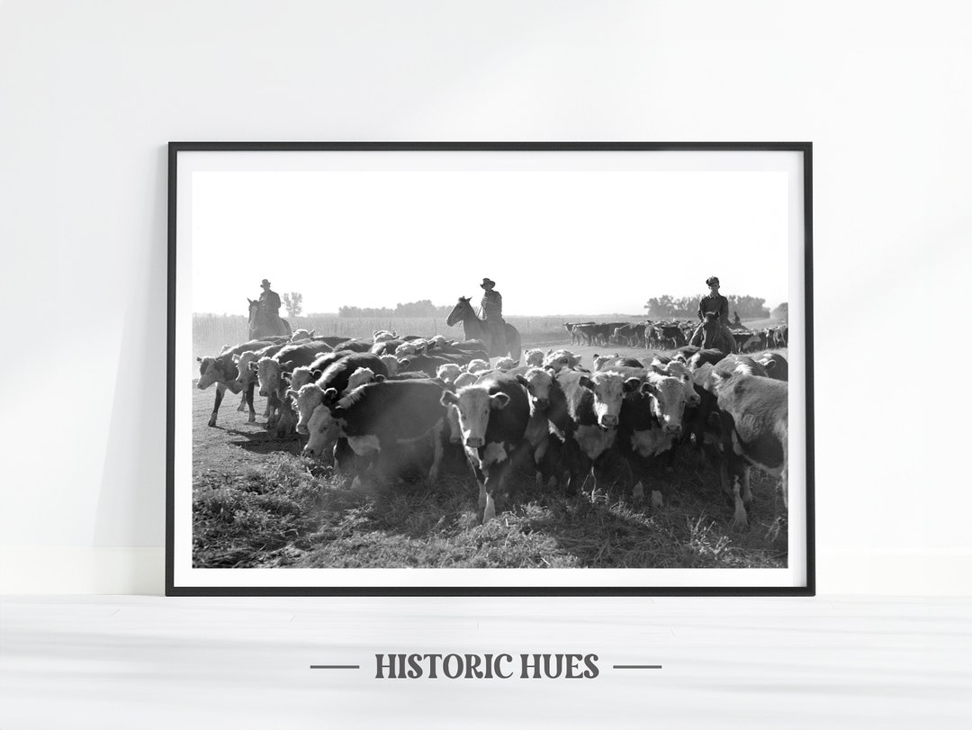 Vintage Cowboy Print, Cowboy Poster, Cowboy Wall Art, Black and White ...