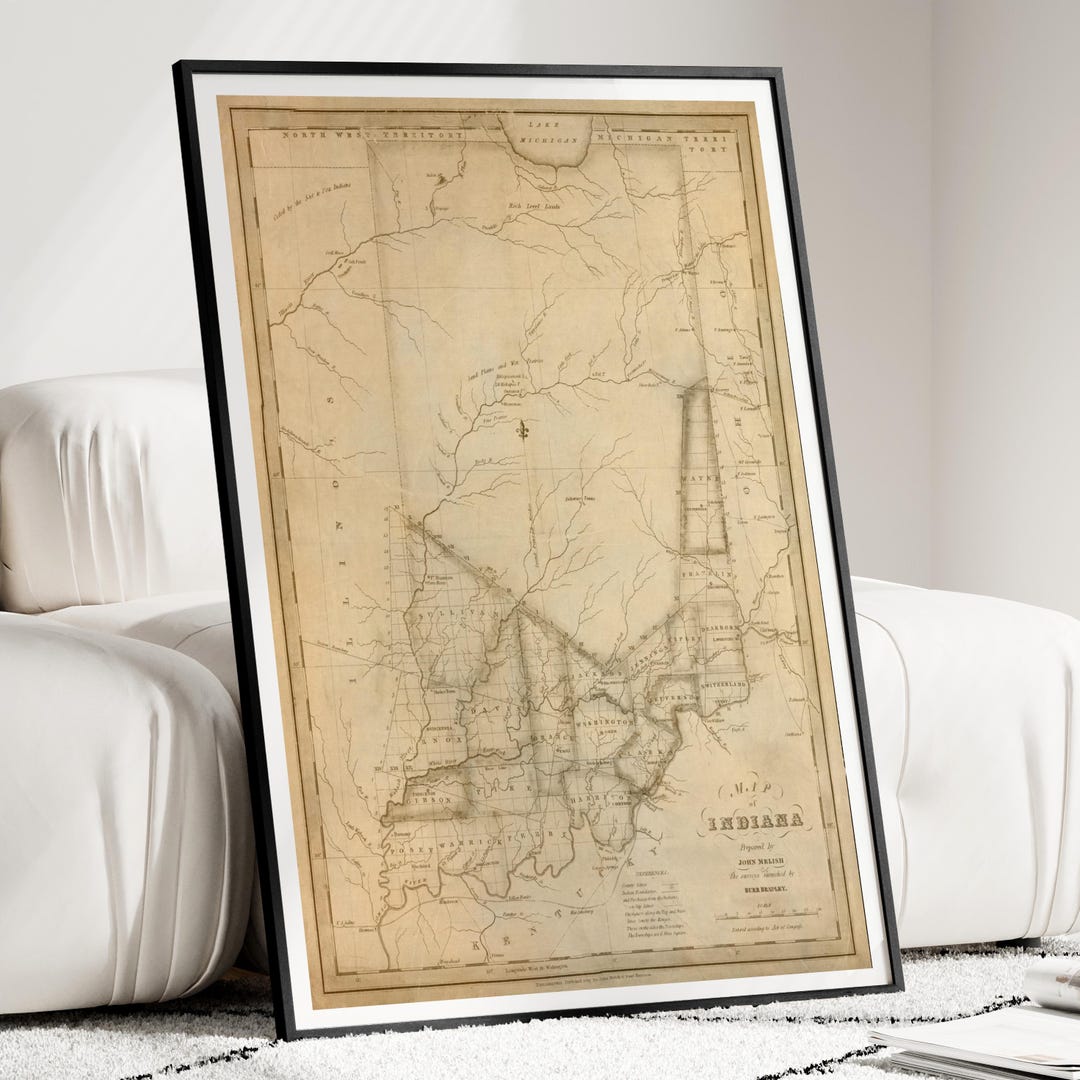 Indiana Map Print, Indiana Wall Art, Indiana Poster, Indiana Map Poster ...
