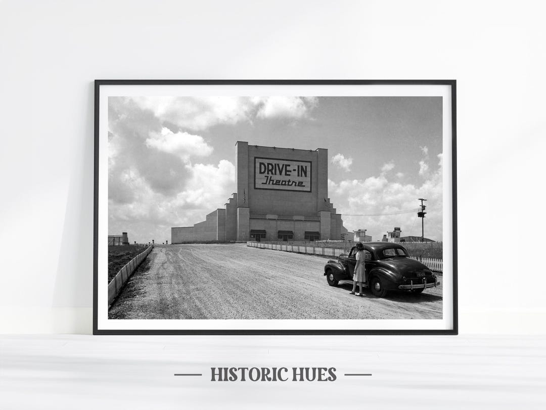 Vintage Drive in Print, Drive in Poster, Vintage Car Print, Drive-in ...