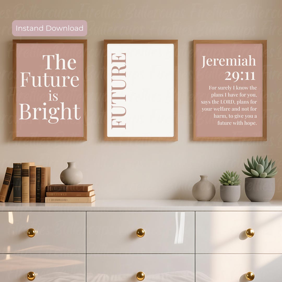 Jeremiah 29:11 Christian Wall Art Set of 3, Hope Lives Here, Modern ...