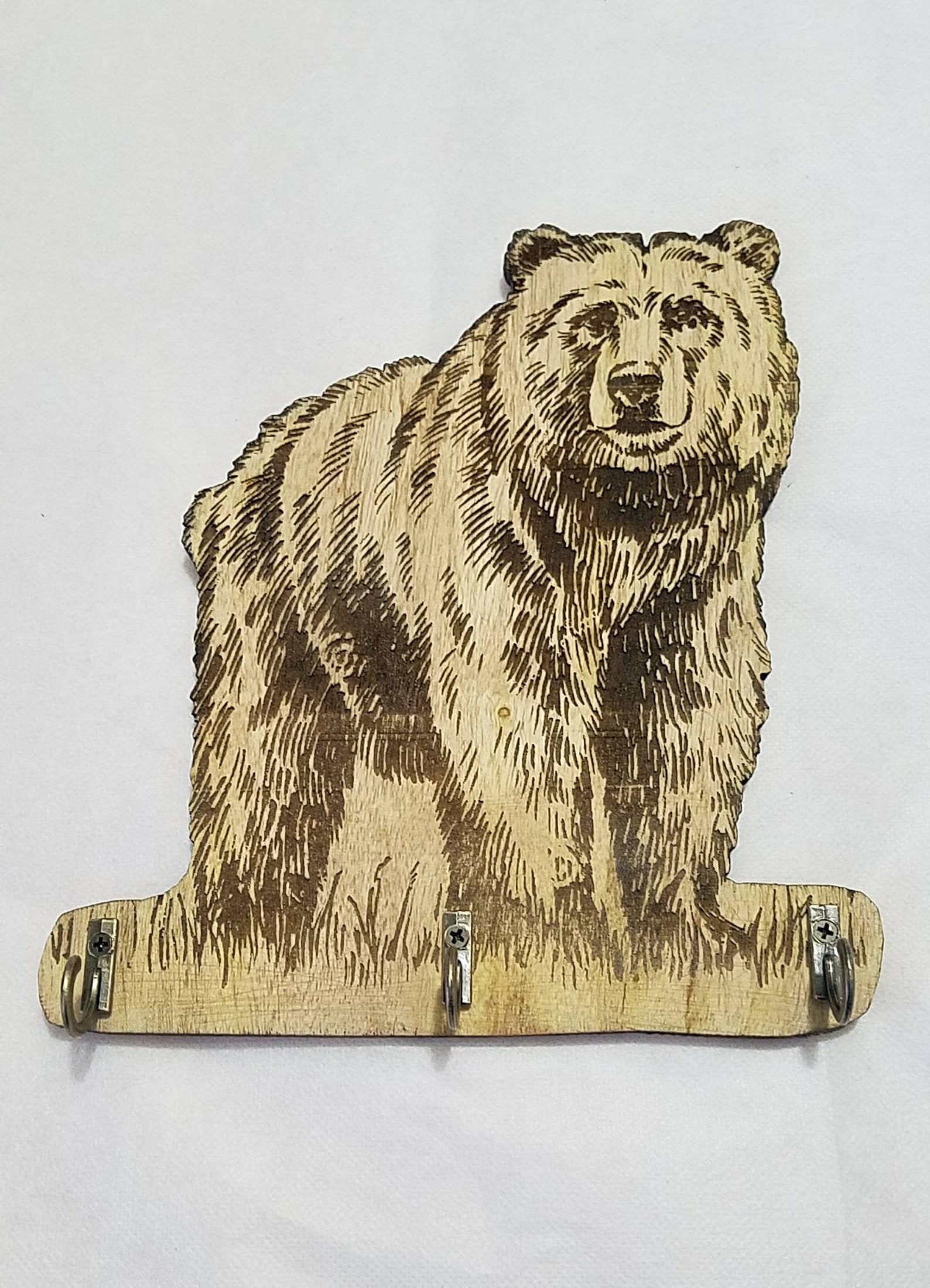 Woodland Animals Wood Bear Key Rack Lasered Wood Bear Laser - Etsy