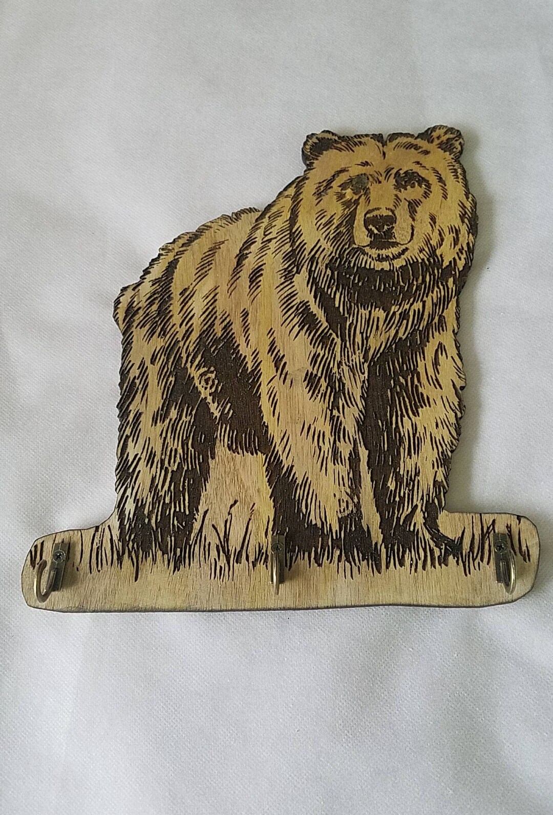 Woodland Animals Wood Bear Key Rack Lasered Wood Bear Laser - Etsy