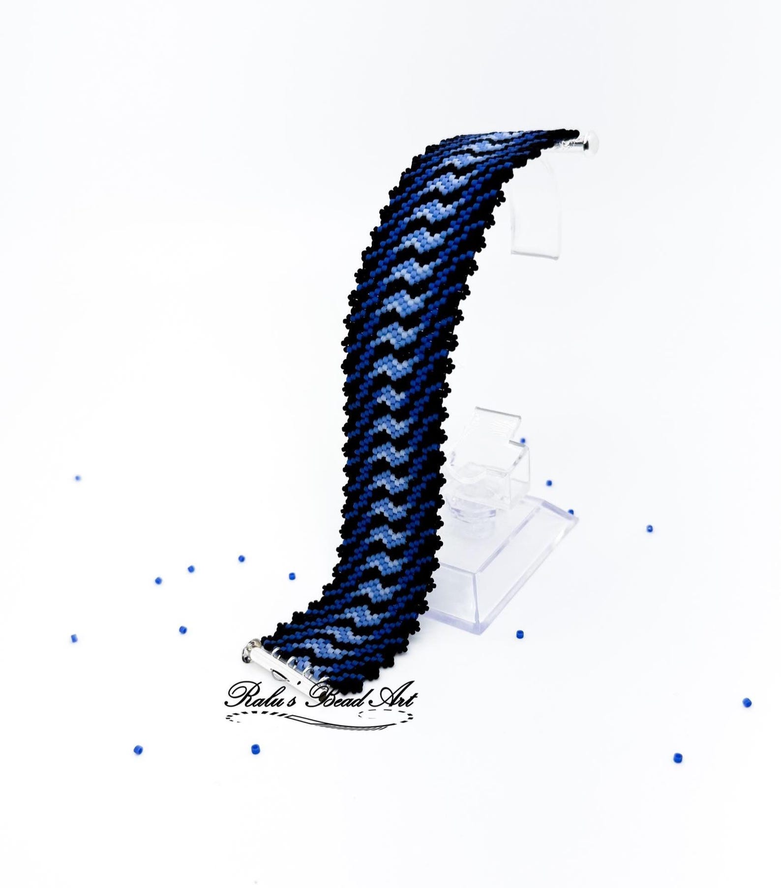 CRASHING Waves-even Count Peyote Pattern, Shades of Blue, Digital ...