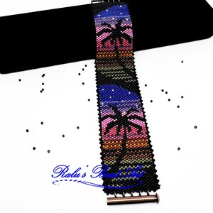 SUNSET- Even Count Peyote Pattern Tropical Palm Design, Not a Physical ...