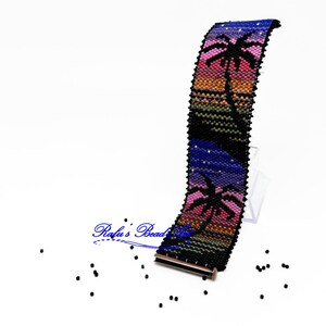 SUNSET- Even Count Peyote Pattern Tropical Palm Design, Not a Physical ...