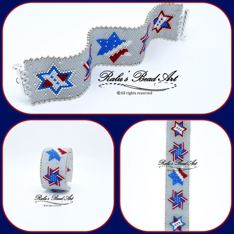 4th July Bracelet Pattern, Even Count Peyote Stitch (digital Download ...