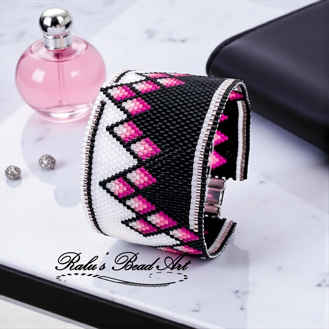 Pink Ombre Peyote Bracelet Pattern, Geometric Design (instant Download ...