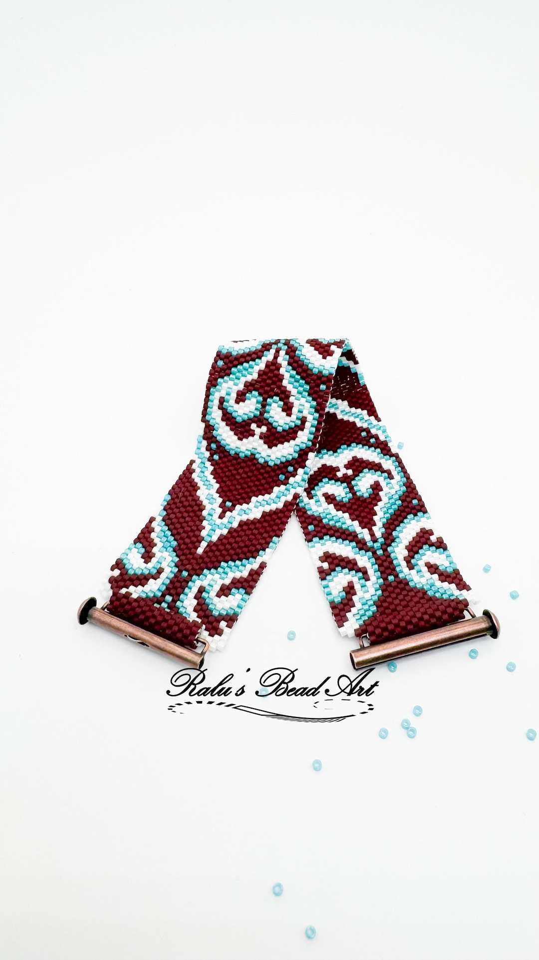 MOROCCAN SWIRLS- Odd Count Peyote Pattern in Blue and Brown Colors, Not ...