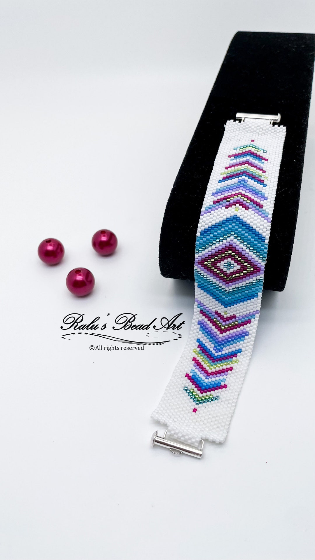 AZUR, Odd Count Peyote Stitch Pattern, DIY Blue Geometric Native Beaded ...