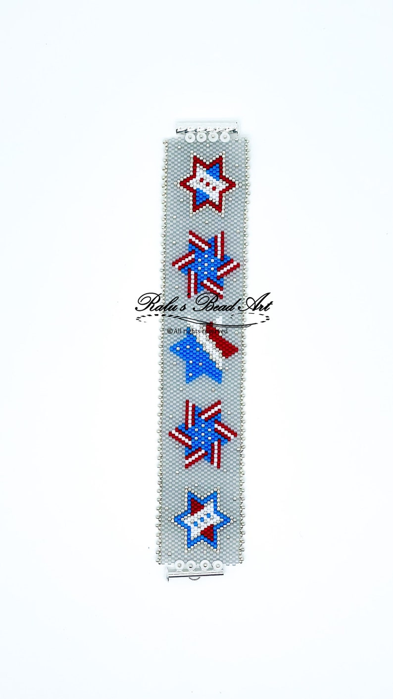 4th July Bracelet Pattern, Even Count Peyote Stitch (digital Download ...