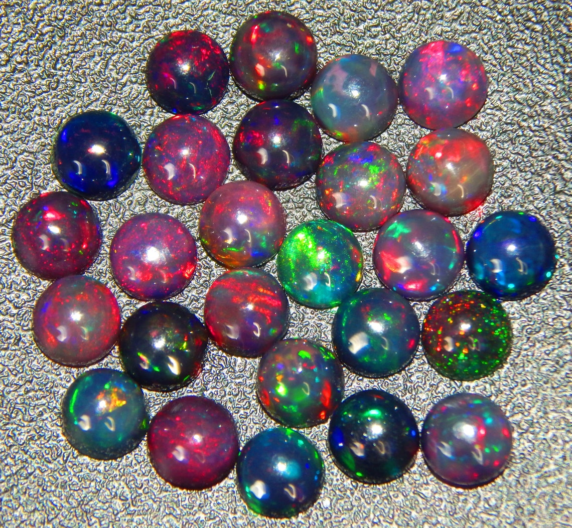 Colorful black opals 9.25 carat Black Ethiopian Opal 5mm | Etsy