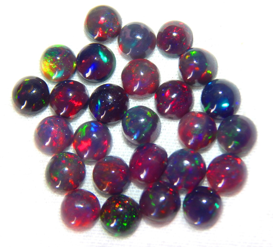 Colorful black opals 9.25 carat Black Ethiopian Opal 5mm | Etsy