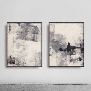 Set of 2 Neutral Color Paintings Modern Abstract Print Set | Etsy