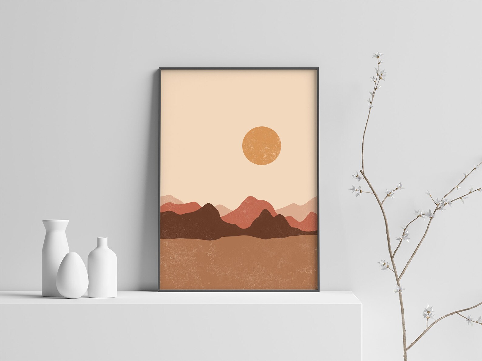 Abstract Desert Landscape Burnt Orange Mountains Art Print - Etsy