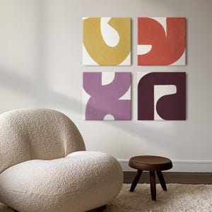 Set of 4 Bold Color Square Prints - Modern Printable Wall Art - Simple ...